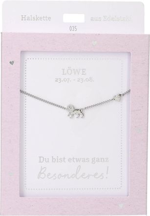 Depesche 13895.35 Halskette mit L&ouml;we und Herz, versilbert, variabel in der L&auml;nge tragbar (42 cm + 5 cm), als Geschenk oder kleine Aufmerksamkeit