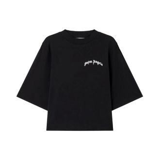 Palm Angels Femme, Tops, Noir, Taille: 36 FR Logo T-shirt