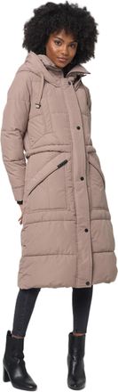 Marikoo Damen Winterjacke lange Stepp Winter Jacke warm gesteppt B948 [B948-Ayum-Taupe-Grey-Gr.XXL]