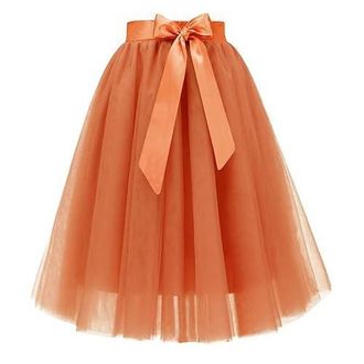 Generic Robe de soir&eacute;e 2026 - Longueur genou - 6 couches - Pour mariage, bal de fin dann&eacute;e, Orange, XL