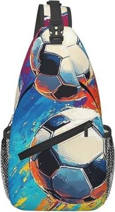 Generic Sac &agrave; dos &agrave; bandouli&egrave;re avec motif de football color&eacute; et abstraction color&eacute;e pour homme