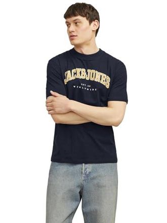 Jack & Jones T-Shirt &agrave; col Rond avec Logo pour Homme, Blazer Bleu Marine., L