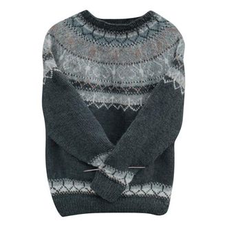 Generic Uwdiohq Womens Isle Sweaters Long Sleeve Crew Neck Colorful Casual Loose Knitted Pullover Winter Tops Manteaux De Pluie pour Femmes Imperméables (Grey