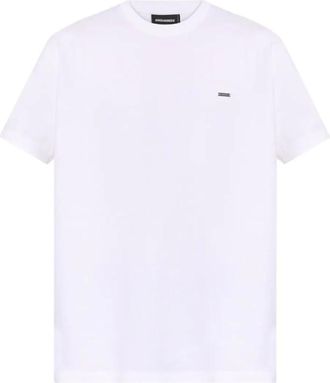 Dsquared2 Homme, Tops, Blanc, Taille: S T-shirt avec plaque D&eacute;tails