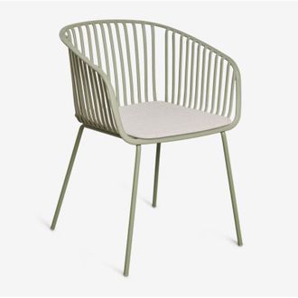 Sklum Pack de 2 chaises de salle &agrave; manger avec accoudoirs en acier et polypropyl&egrave;ne Aradina SKLUM Vert Laurier