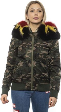 Mr & Mrs Italy Camouflage Bomberjacke mit Pelzkapuze - - Jackets - Damen - Gr&uuml;n - XS
