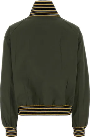 Prada Striped-Collar Poplin Bomber Jacket - Green
