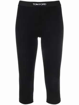 Tom Ford Cropped-Leggings mit Logo-Bund - Schwarz
