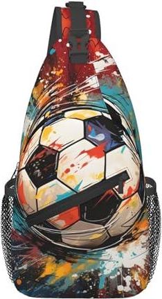 Generic Sacoche Port&eacute; &eacute;paule Ballon de football aquarelle L&eacute;ger Sacs &agrave; Bandouli&egrave;re Antivol Crossbody Bag pour Homme Femme &eacute;cole