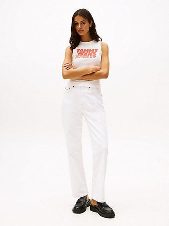Tommy Hilfiger Jean slim jambe droite taille haute blanc