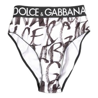 Dolce & Gabbana Graphic Logo High Brief - - Underwear - Damen - Wei&szlig; - S