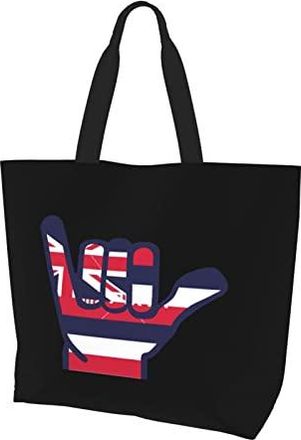 AOOEDM Shaka Hand Hawaii Ladies Canvas Tote Sac &agrave; provisions r&eacute;utilisable