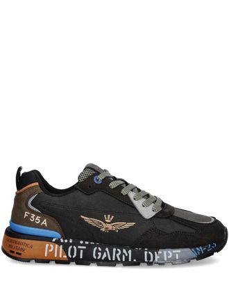 Aeronautica lettering-print sneakers - Noir