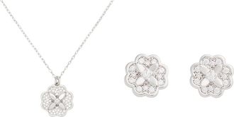 Kate Spade New York Heritage Bloom Halskette und Ohrstecker, klar/silber