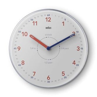 Braun Horloge dapprentissage analogique de avec Mouvement &agrave; Quartz Silencieux, Cadran Facile &agrave; Lire, 23 cm de diam&egrave;tre en Blanc, mod&egrave;le BC26TW