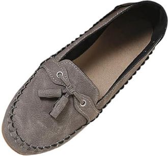 Generic Chaussures plates pour femme - Coupe large - Confortables - Couleur unie - L&eacute;g&egrave;res - Classiques - Antid&eacute;rapantes - Style d&eacute;contract&eacute; - Pour le travail