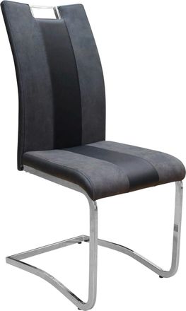 CARRYHOME Schwingstuhl, Grau, Chrom, Metall, Textil, Flachrohr, C-Form, 42.50x99.50x56 cm, Esszimmer, St&uuml;hle, Esszimmerst&uuml;hle, Schwingst&uuml;hle