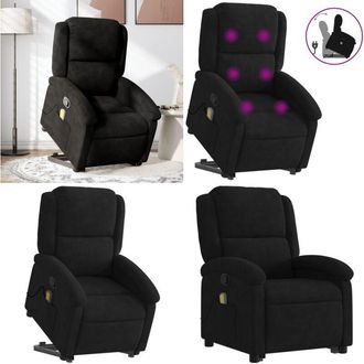 vidaXL Massagesessel mit Aufstehhilfe Schwarz Samt - Vidaxl