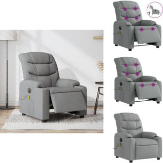 vidaXL Massagesessel Elektrisch Hellgrau Stoff - Massage Stuhl - Elektrischer Massagesessel - Entspannungsstuhl - Fernsehsessel - Relaxsessel