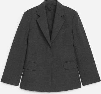 Arket Schmaler Einreihiger Blazer -Grau