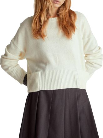 Benetton Damen Maglia G/C M/L 126wd10e4 Pullover, cremewei&szlig;, S