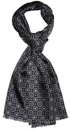 Lorenzo Cana Foulard de 50% soie et 50% laine pour lhomme - écharpe réversible avec les mesures de 30 x 160 cm - attrayant et noble pour le printemps et l´été en g