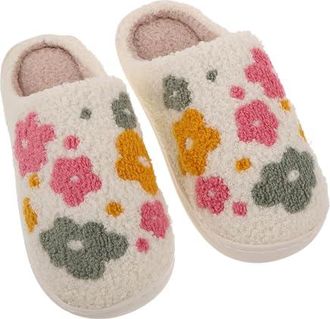 Valiclud JOINPAYA Pantoufles DInt&eacute;rieur pour Femmes en Coton Brod&eacute; &agrave; Motif Floral Pantoufles DHiver Doux et Chauds en Peluche Semelle Antid&eacute;rapante Taille 40-4