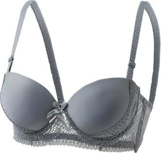 Generic Bustiers en dentelle patchwork pour femme, soutien-gorge traditionnel &agrave; armatures avec bonnets fins, bralette sexy r&eacute;glable, gris, 40