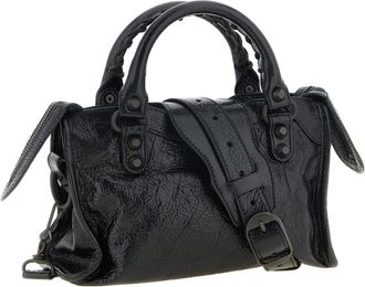Balenciaga Le City Lambskin Leather Top Handle Bag - Black
