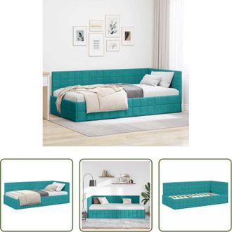 vidaXL vidaXL Ecksofa - Eckbettgestell mit Kopfteil T&uuml;rkis 90 cm x 190 cm Samt