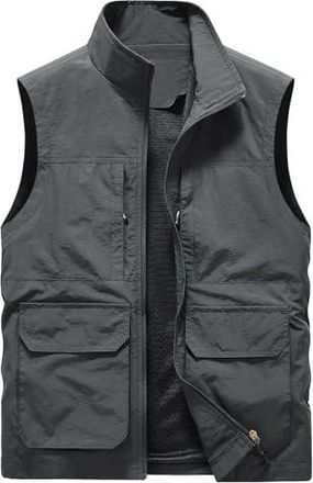Generic Gilet Softshell fin &agrave; col montant pour homme, fermeture &eacute;clair avec poche &agrave; revers, s&eacute;chage rapide et respirant, gilets minimalistes l&eacute;gers et imperm&eacute;