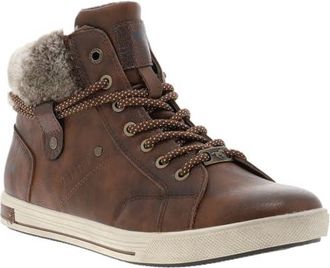 Mustang Jeans Tennis marron texturé à talon plat avec un zip et des lacets ronds - Taille numeric_40