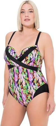 Ulla Popken Badeanzug Chloe, Sicilypixel, Shiny Maillot de Bain Une pièce, Noir, 46 Femmes