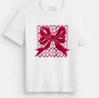Coach Signature Square Bow Klassisches T-Shirt Aus Bio-Baumwolle f&uuml;r Frauen in Multi, Gr&ouml;&szlig;e X-Klein | Biobaumwolle