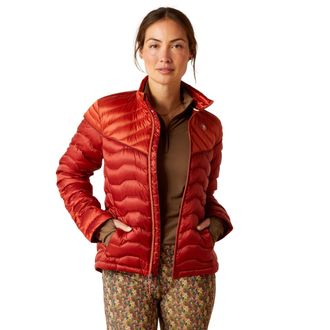 Ariat Womens Ideal Down Insulated Jacket Long Sleeve in Iridescent Red Ochre Burnt Bri, Size X-Small, by Ariat