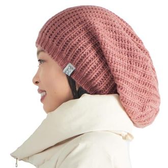 Charm by Casualbox Bonnet dhiver surdimensionn&eacute; en tricot souple - Chapeau dautomne chaud pour homme et femme - Grande casquette ample pour grandes t&ecirc;tes, rose, Taille u