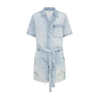 One Teaspoon Femme, Combinaisons et Ensembles, Bleu, Taille: 44 FR Combinaison en Denim Bleu Boutonnée