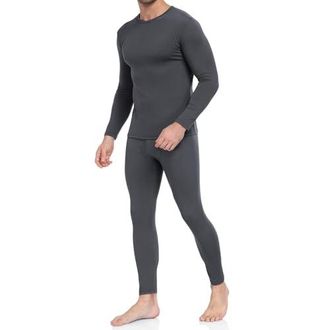 Generic Ensemble de sous-v&ecirc;tements thermiques pour homme - 2 pi&egrave;ces - Haut &agrave; manches longues et leggings - Sous-v&ecirc;tements thermiques dhiver, gris fonc&eacute;, 3XL