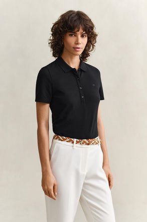 GANT Damen Slim Fit Archive Shield Piqu&eacute; Poloshirt (XXXL) Schwarz