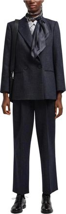 Emporio Armani Pantalon taille haute en viscose et laine - Femme - Pantalons - Bleu - Taille: 50 FR