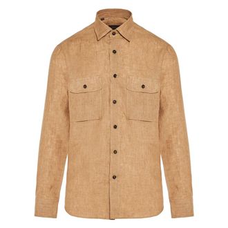 Brioni Homme, Chemises, Beige, Taille: L Linen Shirt