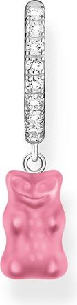 Thomas Sabo boucle doreille cr&eacute;ole unique avec pendentif ours rose en argent 925-Argent&eacute;
