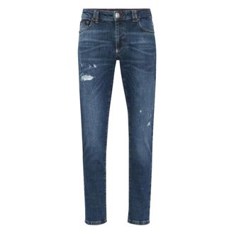 Philipp Plein Homme, Jeans, Bleu, Taille: W38 Destroyed Slim Fit Jeans