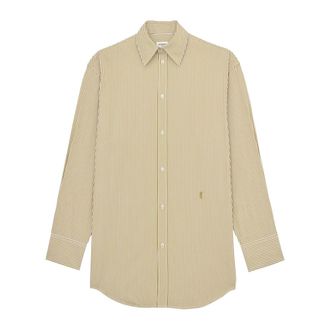 Saint Laurent Gestreiftes Baumwollhemd - - Blouses & Shirts - Damen - Gr&uuml;n - S
