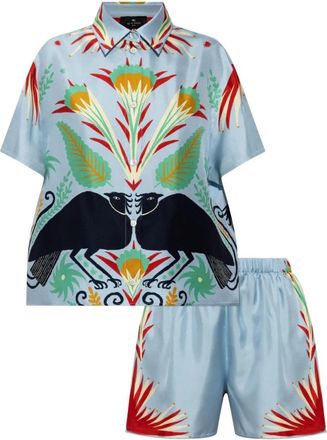 Etro Ensemble en soie : short- chemise - Femme - V&ecirc;tements de nuit et de d&eacute;tente - Multicolore - Taille: 36 FR
