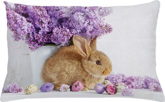 Abakuhaus Osterhase Kissenbezug, Schöne Kaninchen Foto, Waschbar mit Reißverschluss Kissenhülle mit Farbfesten Klaren Farben Beidseitiger Druck, 65 x 40 cm, Meh