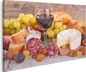 Islandburner Bild auf Leinwand Wein Käse Wurst Und Brot Küchenbild Bilder Wandbilder Poster