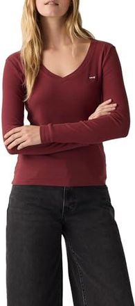 Levi's Essential HM Ls Vneck T-Shirt, Chocolate Truffle, L Femmes