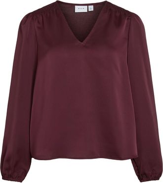 Vila Female Oberteil mit Langen &Auml;rmeln VIELLETTE V-Ausschnitt