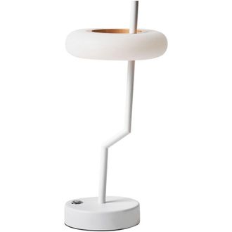 Beliani Lampe &agrave; Poser Moderne en Fer et Aluminium pour Int&eacute;rieur et Ext&eacute;rieur Blanc Alviela